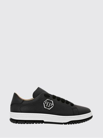 Philipp Plein Low-Top-Sneakers aus Glattleder mit Hexagon-Logo und Monogramm