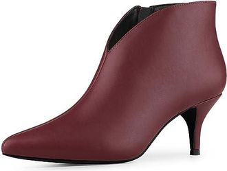 Allegra K Femmes Bottines Talons Aiguilles Forme V Bout Pointu Bourgogne 40