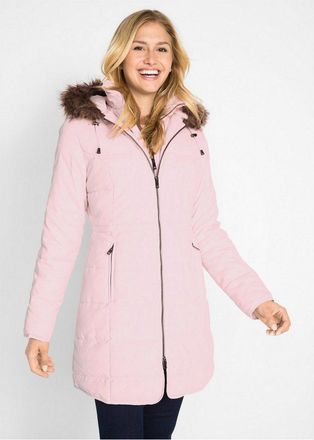Bonprix Steppjacke Winterjacke mit abnehmbarer Kapuze und Fellimitat