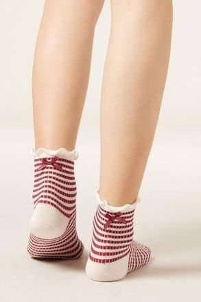 Calzedonia Gestreifte Socken Mit Schleife Rot