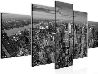 Runa Art Bild Wohnzimmer B&uuml;ro New York City 5 Teilig Skyline Schwarz Weiss Wandbilder auf Vlies Leinwand 600453c