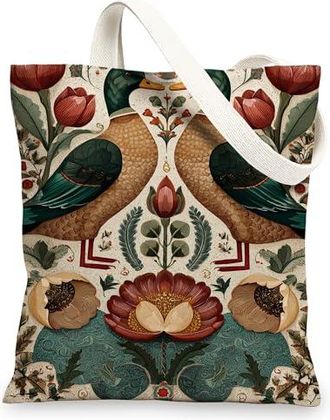 Generic Sacs fourre-tout en toile motif floral canard, sacs à provisions réutilisables, respectueux de lenvironnement, légers et lavables, multicolore, 13x15 
