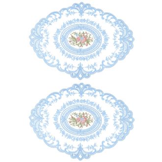 Hemobllo 2 St&uuml;ck Tischset aus Bestickter Spitze Dekoratives Platzset 30x43cm Milchseidenes Material Grau Blau Eleganter Spitzenuntersetzer f&uuml;r Tischdekoration 