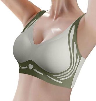 Generic Soutien-gorge push-up sans fil, sans couture, confortable, couverture compl&egrave;te au quotidien, vert clair, XXL