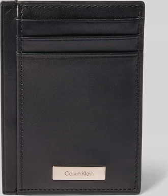 Calvin Klein Kartenetui aus Leder mit Label-Applikation Modell PLAQUE