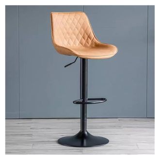 Generic Drehbarer Barhocker mit Gasdruckfeder, Fu&szlig;st&uuml;tze und gepolsterter R&uuml;ckenlehne - Vintage-Stuhl mit Verstellbarer H&ouml;he f&uuml;r K&uuml;cheninseln