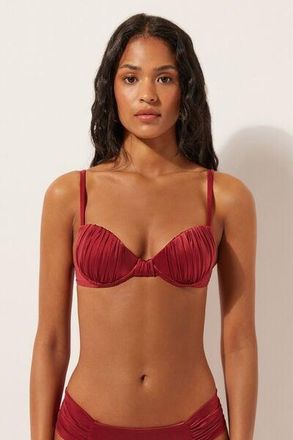 Calzedonia Gepolstertes Push-up-bikini-top Shiny Satin Rot