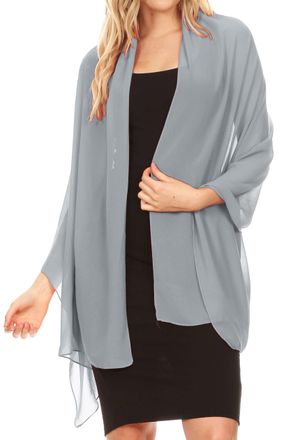 Sakkas 18225 - Jona Frauen Weiche schiere Chiffon Braut Hochzeit Abend Schal Schal Wrap Stola - Silver Grey - 7029