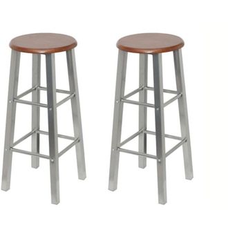 vidaXL Vidaxl - Tabouret de bar lot de 2 m&eacute;tal avec si&egrave;ge en mdf