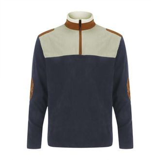 Generic Pull Homme Sans Capuche Sweatshirt 1/4 Fermeture &Eacute;clair Manches Longues Coudes Patchs Pull de Travail Printemps Sport Sweater D&eacute;contract&eacute; Streetwear p