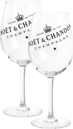 Moët & Chandon 2er Set Champagner Glas Gläser Ice Imperial Echtglas klar mit schwarzem Schriftzug