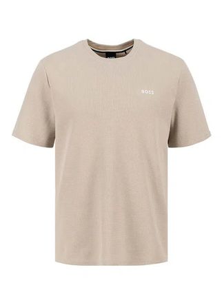 HUGO BOSS Herren T-Shirt beige Jersey-Baumwolle unifarben
