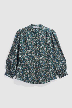 Gerard Darel Chemise satin&eacute;e &agrave; fleurs - LONI - Vert fonc&eacute;