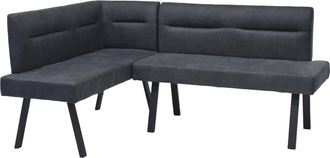 Byliving Eckbank Montreal, Langer Schenkel rechts, Bezug in anthrazit, Gestell in schwarz, Ziernaht im R&uuml;cken, Taschenfederkern, Esszimmerbank, K&uuml;chenbank, Ma&szlig;