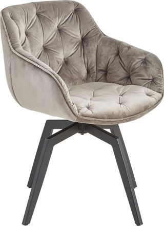 Livetastic Armlehnstuhl, Grau, Schwarz, Holz, Metall, Textil, Pappel, Sperrholz, Drehkreuz, 59.5x84x63.5 cm, Sitzfl&auml;che 360&deg; drehbar, Esszimmer, St&uuml;hle, Esszimme