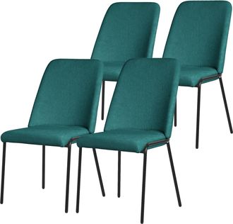 ML Design ML-Design Esszimmerstühle 4er Set Petrol, Küchenstühle mit Stoffbezug und Metallbeinen, Wohnzimmerstuhl mit Rückenlehne, Polsterstühle für Esszimmer &