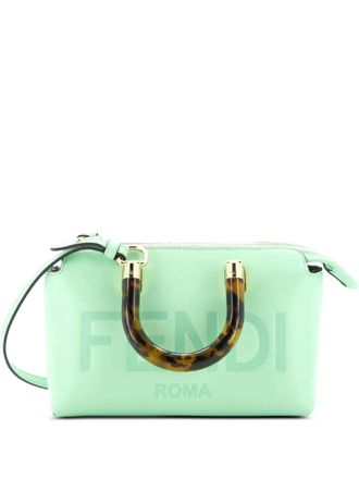 Fendi Logo By The Way Top Handle Bag Embossed Leather Mini crossbody bag - Vert