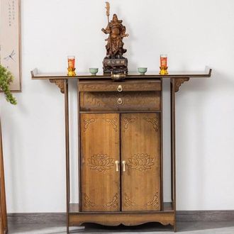 Generic Buddha-Schrein, Buddha-Altarschrank - Meditationstisch mit Stauraum, chinesische Schreinnische f&uuml;r spirituelle Praktiken, dekoratives Wohnm&ouml;bel, ideal