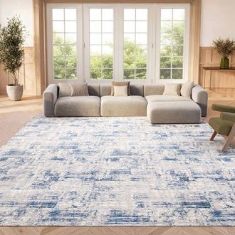 Safavieh Modern Teppich f&uuml;r Wohnzimmer, Esszimmer, Schlafzimmer - Amelia Collection, Kurzer Flor, Blau und Grau, 244 X 305 cm