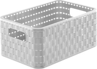 Rotho Country Aufbewahrungskiste 6l in Rattan-Optik, Kunststoff (PP) BPA-frei, mistletoe weiss, A5/6l (28,0 x 18,5 x 12,6 cm)