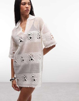 AllSaints Kyra - Kurz&auml;rmliges, geh&auml;keltes Minikleid in Wei&szlig;