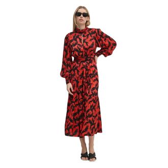 Diane Von F&uuml;rstenberg Robe mi-longue imprim&eacute;e &agrave; volants - Femme - Robes - Multicolore - Taille: 36 FR