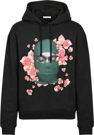 Ih Nom Uh Nit IH NOM UH Nit, Homme, Sweatshirts et sweats &agrave; capuche, Noir, Taille: XS Mask Flowers Print Sweat &agrave; capuche
