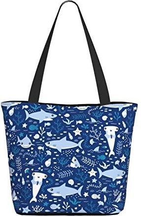 AOOEDM Sac &agrave; provisions pour femme Marine Life And Sharks 33 x 28 x 19 cm. Le cadeau parfait pour la Saint-Valentin. Cest de la Saint-Valentin pour maman, fi
