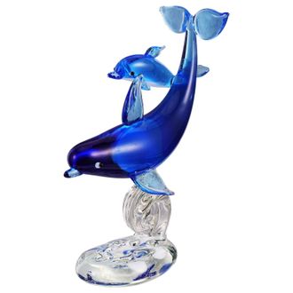 BESPORTBLE Glas Delphin Figuren Tierskulptur Statue Briefbeschwerer Blau Glas Delphin Geblasen Meerestier Figur Tischdekoration Dekorative Prunkst&uuml;ck Herzst&uuml;ck, 