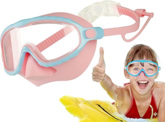 Generico Brille mit Nasenabdeckung, breite Sicht, Taucher- und Schnorchelzubehör, wasserdicht, ohne Auslaufen, für Kinder von 4 bis 16 Jahren