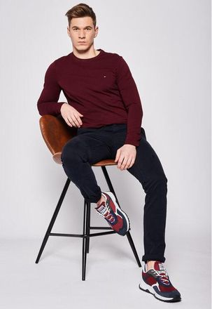 Tommy Hilfiger Longsleeve Stretch Tee MW0MW10804 Dunkelrot Slim Fit