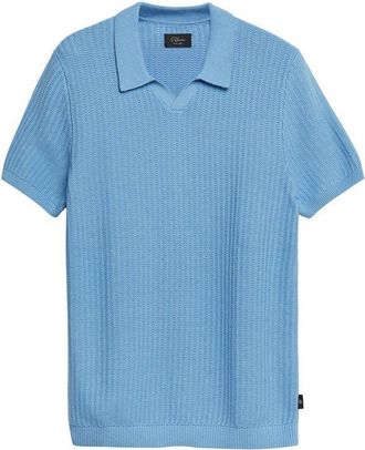 s.Oliver Kurzarmpullover Strickpullover Strukturiertes Strick-Polo mit Rippb&uuml;ndchen