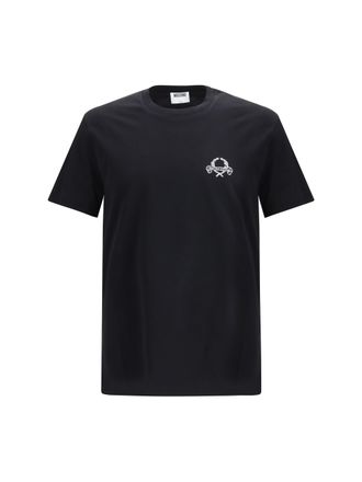 Moschino Mens T-Shirt Laurel Crown Black Patterned Cotton T-Shirts And Polos