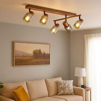 Globo Lighting Spot de plafond plafonnier lampe de salon orientable caf&eacute; 6 ampoules l 70 cm