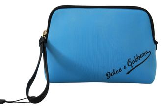 Dolce & Gabbana Blaues Logo Druck Handtasche Gepard Muster Kulturbeutel