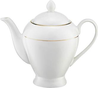 Ambition Kaffeekanne wei&szlig; gold 1,1 L Aura Gold Porzellankanne mit Deckel Henkel f&uuml;r Kaffee Tee elegant