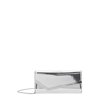 Jimmy Choo London Metallic Envelope Clutch mit Kettenriemen - - Bags - Damen - Grau - ONE SIZE
