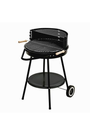 Landmann Holzkohlegrill, Schwarz, Metall, 81x68x64.5 cm, Windschutz, mit Rollen, Grillrost h&ouml;henverstellbar, Grills & Outdoor-K&uuml;chen, Holzkohlegrills