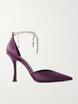 Jimmy Choo London Escarpins En Satin &Agrave; Cristaux Stevie 100 - Violet