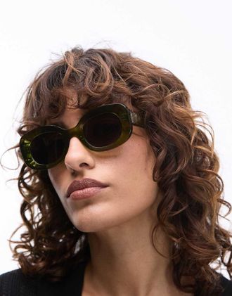 Jimmy Fairly The Cinnamon - Lunettes de soleil rectangulaires - Vert