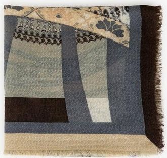 Petrusse Quadrat aus Wolle und bedruckter Seide - Beige