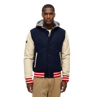 Superdry Herren College-Bomberjacke mit Kapuze Atlantik Marineblau XL
