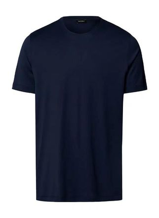 Hanro Herren T-Shirt blau Reine Baumwolle unifarben Comfort Fit