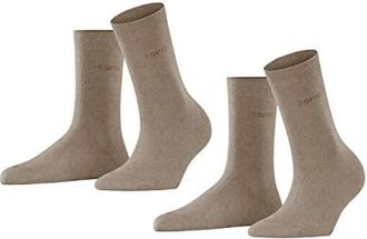 Esprit Uni Multipack W So coton unies lot de 2 paires, Chaussettes Femme, Marron Nutmeg Melange 5410, 39-42