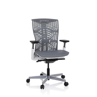 hjh OFFICE 640511 Profi Bürostuhl SKOPE TPE Grau/Weiß ergonomischer Schreibtischstuhl, Flexible Rückenlehne, Sitztiefe & Armlehnen verstellbar