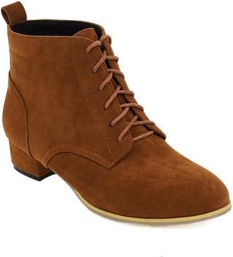 Generic Bottines De Cheville en Daim Classique Femme Lacets Talons Carrés Bas Confortables Chaussures Casual Bureau Quotidien Marche,Jaune,47 EU