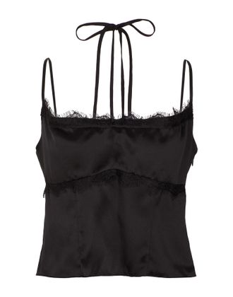 8 by YOOX SILK CAMISOLE W/ LACE TRIMS
