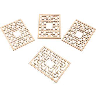 NUOBESTY 4 St&uuml;ck Miniatur Holzfenster Chinesischer Stil Interaktive T&uuml;ren DIY Puppenhaus Zubeh&ouml;r Traditionelle Huistyle Architektur Modell Bausatz f&uuml;r Kleine H