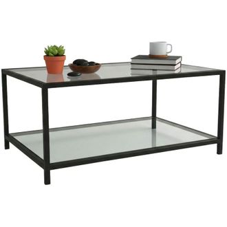 Dmora Wohnzimmertisch Diphda, Niedriger Wohnzimmertisch, Kaffeeregal, Couchtisch f&uuml;r Sofa, 90x60h40 cm, Taupe und Schwarz, mit verst&auml;rkter Verpackung