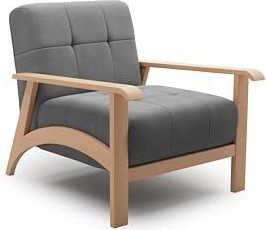 Cavadore Cavadore Sessel Billan / Polstersessel im skandinavischen Design mit massivem Holzgestell in Buche / 78 x 88 x 106 / Flachgewebe, Grau